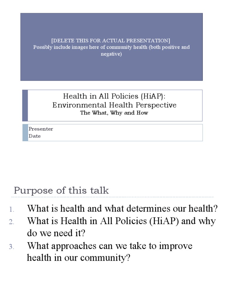 Health in All Policies (Hiap) : Environmental Health Perspective | PDF ...