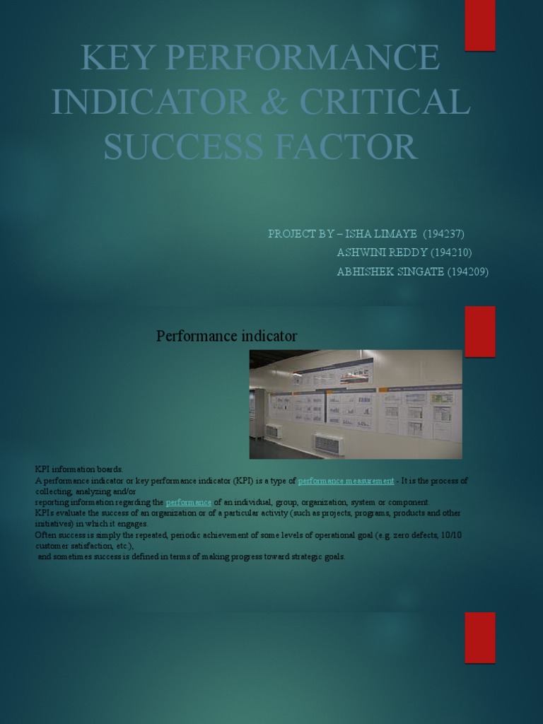 KPIs vs. CSFs: Understanding Performance Metrics | PDF | Performance ...