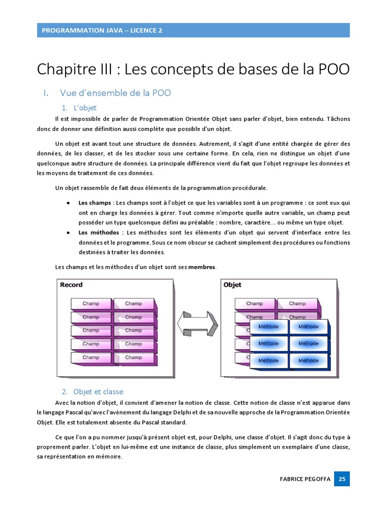 Concepts de base de la POO en Java | PDF | Classe (informatique ...