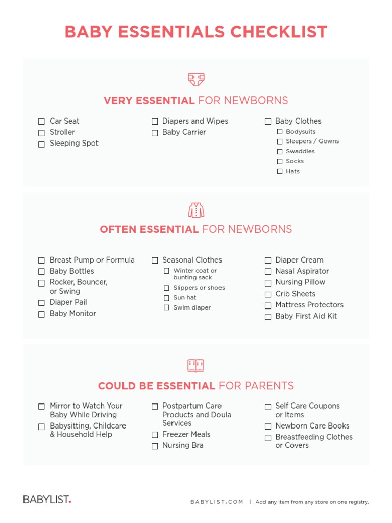 Baby Essentials Checklist: Very Essential For Newborns | PDF | Infancy ...