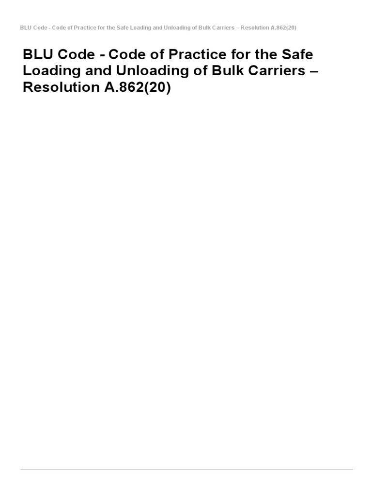 27-BLU Code - Code of Practice For The Safe Loading and Unloading of Bulk Carriers | PDF | Cargo ...