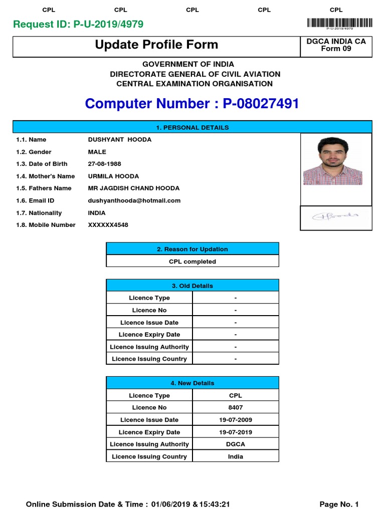 Candidate Update Sample DGCA | PDF | Aviation | Government