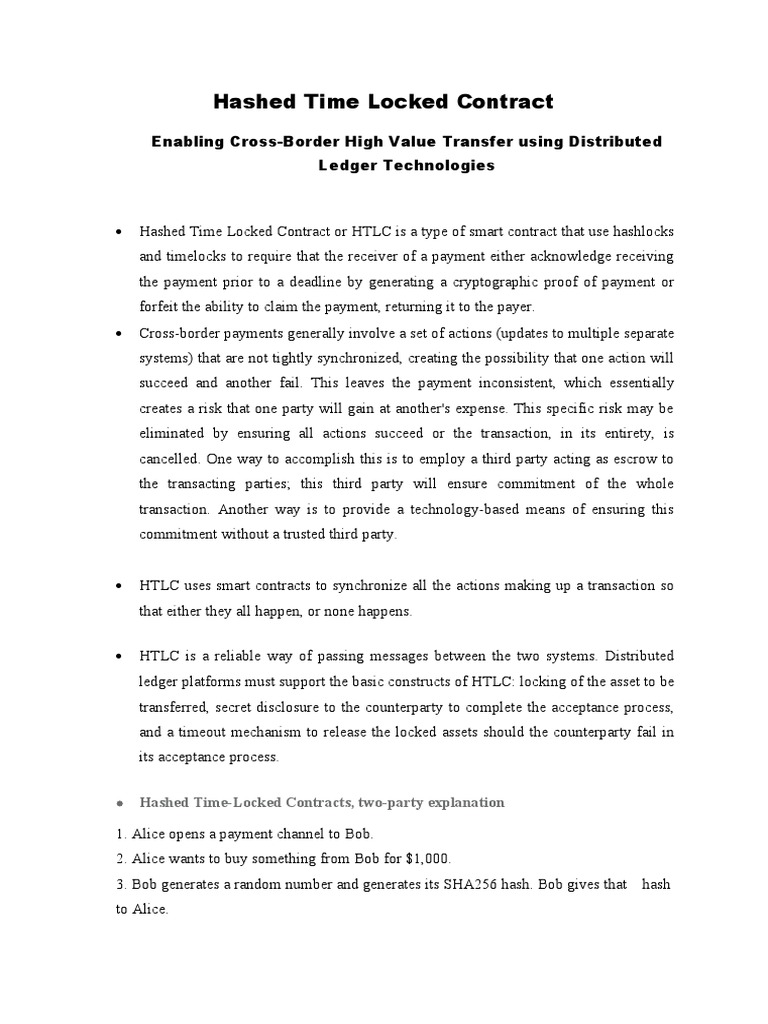 Hashed Time Locked Contract | PDF | Payments | Business