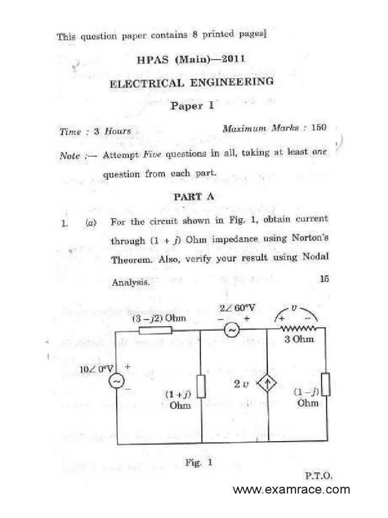 Electrical Engineering Exam Questions | PDF | Electronic Circuits ...