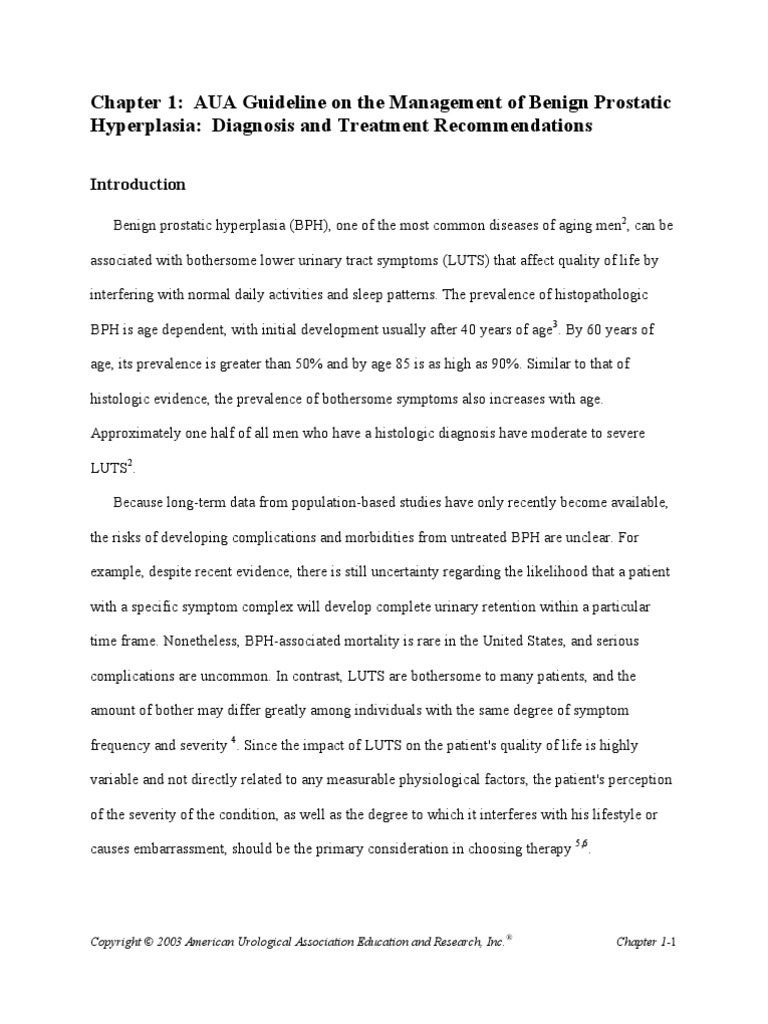 AUA Guidelines of BPH | PDF | Prostate Cancer | Prostate Specific Antigen