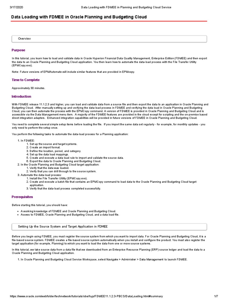 FDMEE Data Loading in PBCS Guide | PDF | Cloud Computing | Computer File