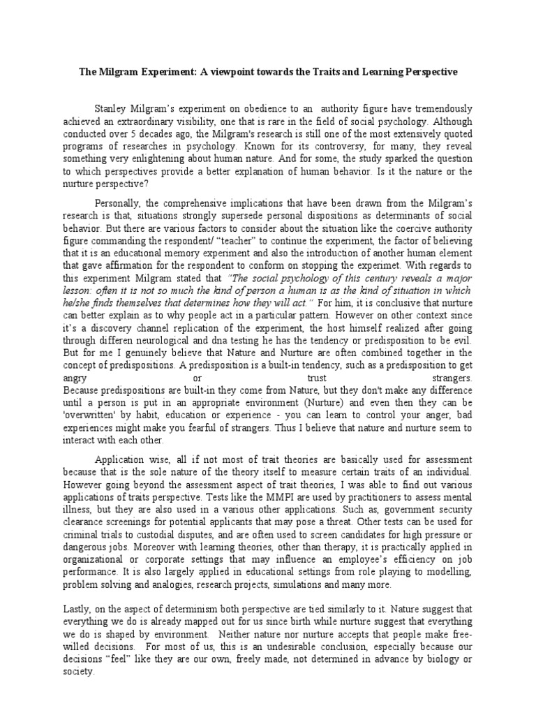 Integrative Paper On Traits and Learning Theories of Personality | PDF ...