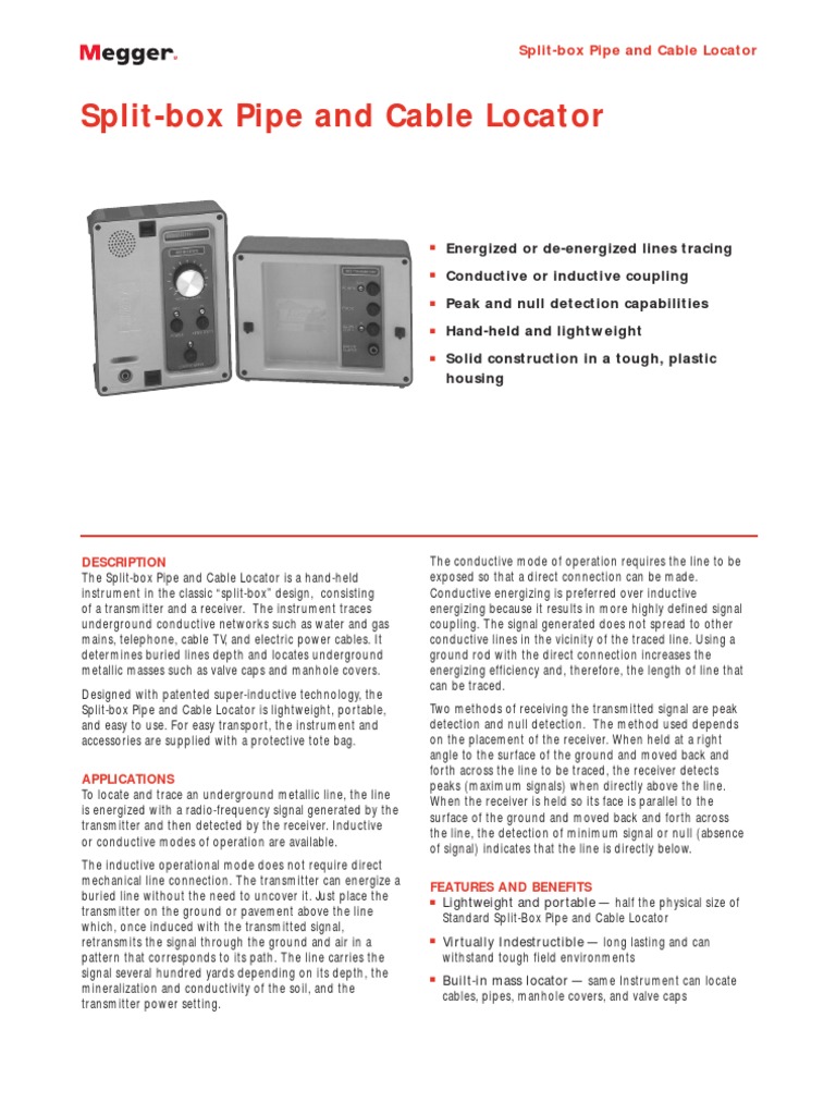 Split-Box Pipe and Cable Locator | PDF | Transmitter | Pipe (Fluid ...