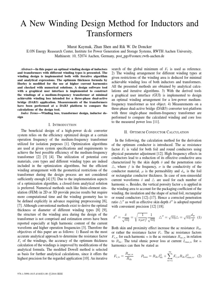 New Winding Design Method | PDF | Mathematical Optimization | Transformer