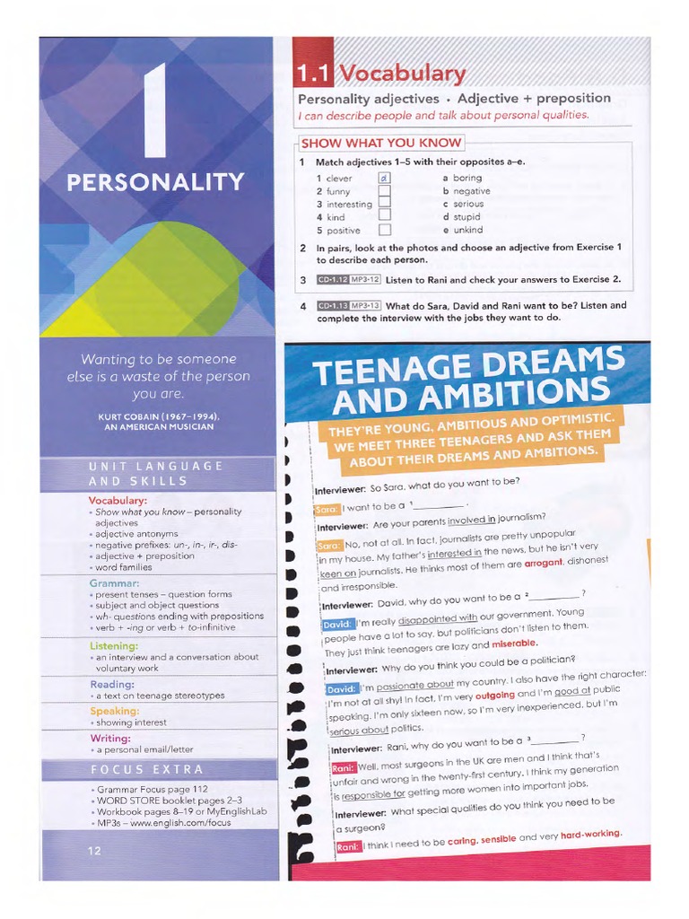 Unit 1 - Personality | PDF