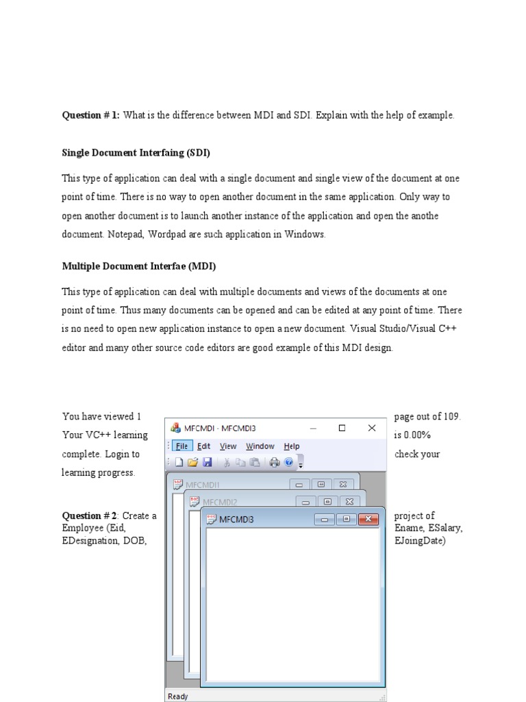 Question # 1: What Is The Difference Between MDI and SDI. Explain With ...