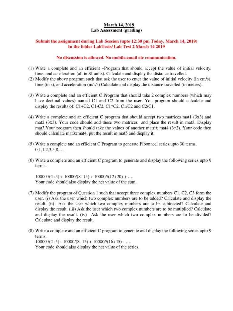 Lab-06 March 14 2019 Lab Test | PDF