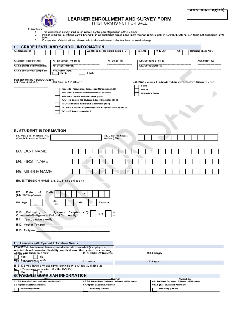 Learner Enrollment Survey Form | PDF | Distance Education | Further ...