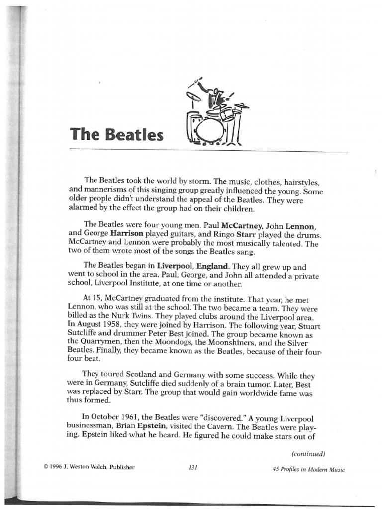 The Beatles Worksheet | PDF