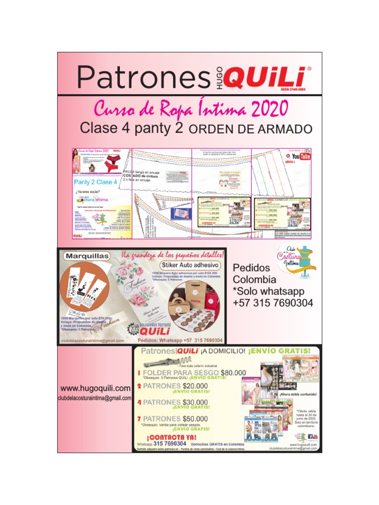 CURSO DE ROPA INTIMA 2020 CLASE 4 Panty 2 PDF | PDF