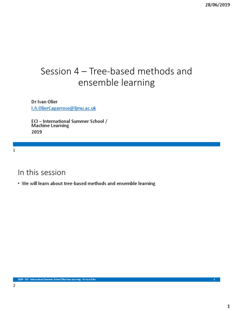 Session 04 - Tree-Based Methods | PDF | Machine Learning | Statistical ...