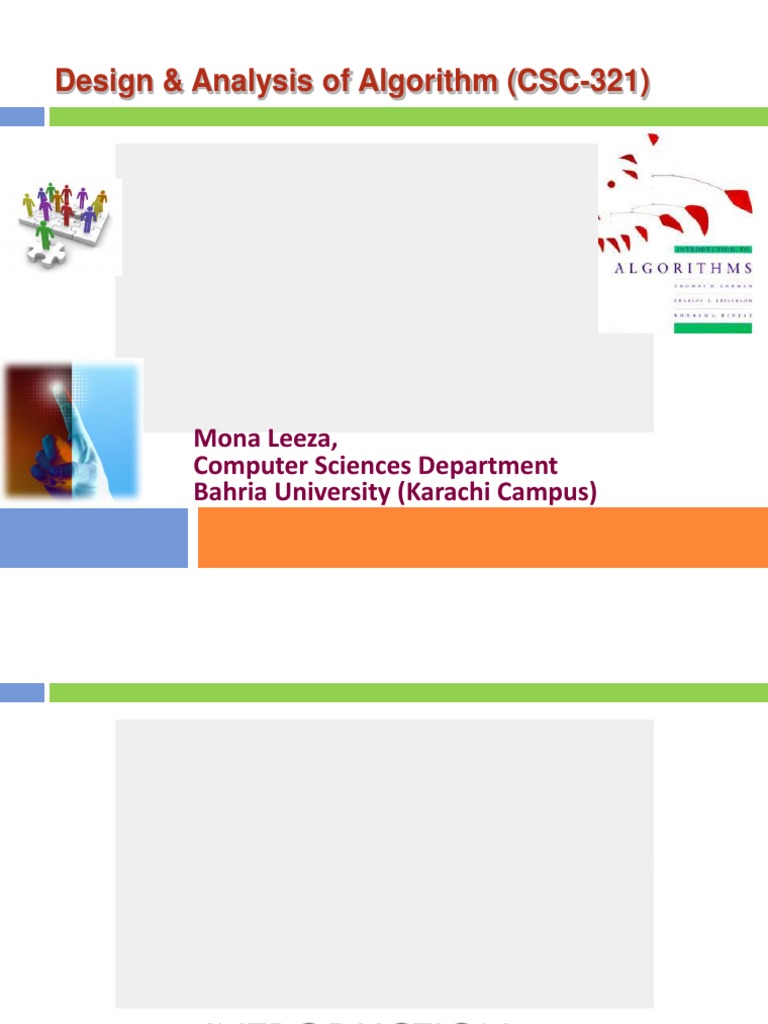 Design And Analysis Of Algorithm Csc 321 Mona Leeza Computer Sciences Department Bahria 