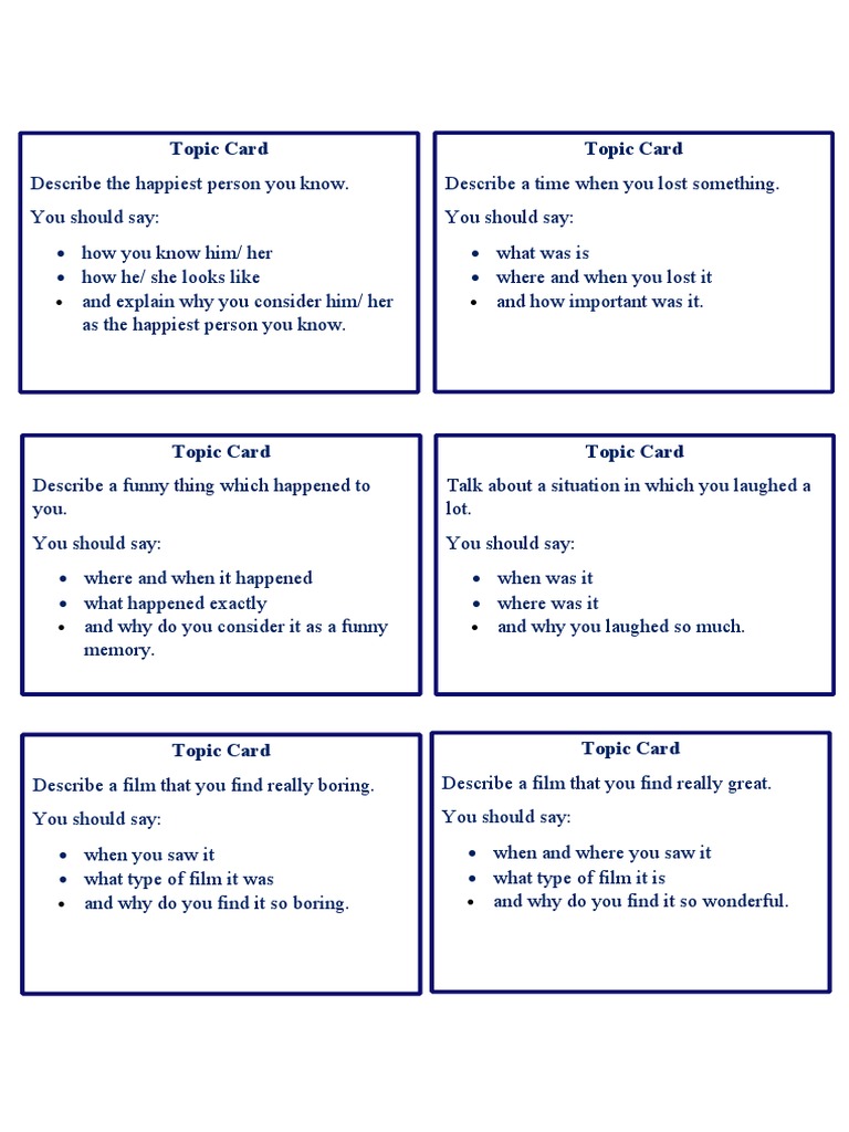 Topic Cards | PDF