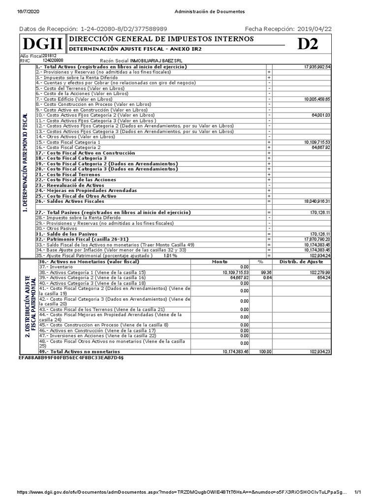 Ajuste Fiscal Patrimonial IR2 DGII | PDF | Ajedrez | Juegos y actividades