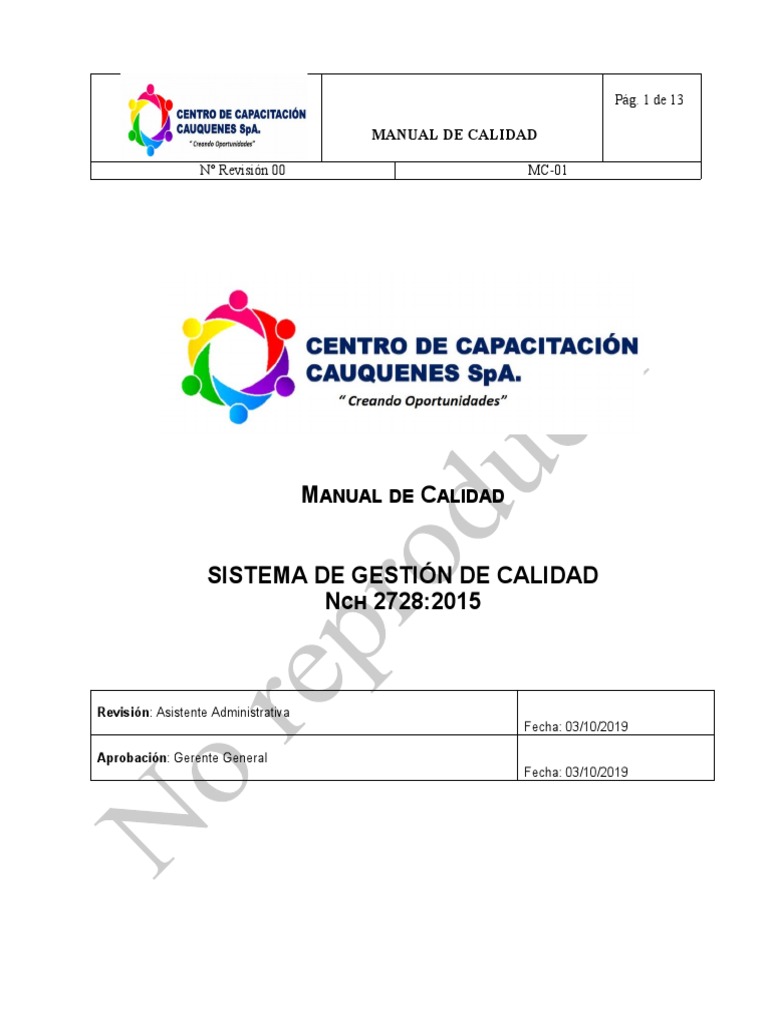 Manual Calidad OTEC | PDF | Sistema de manejo de calidad | Calidad (comercial)