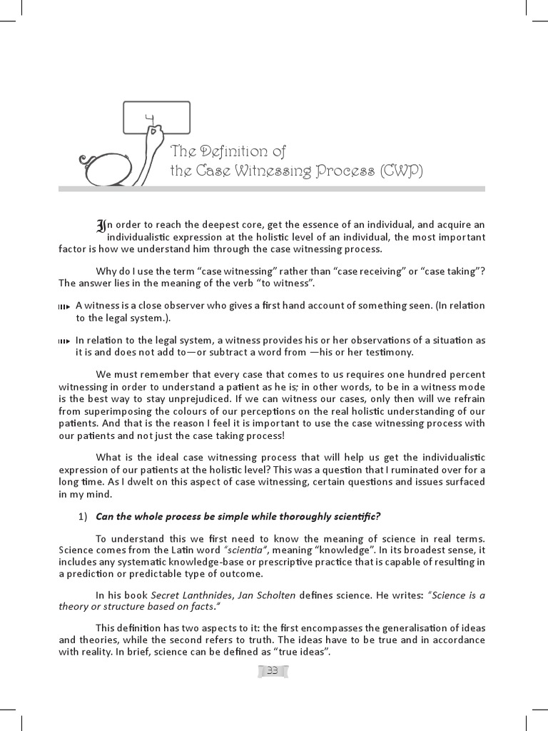 The Definition of The Case Witnessing Process (CWP) : Can The Whole ...