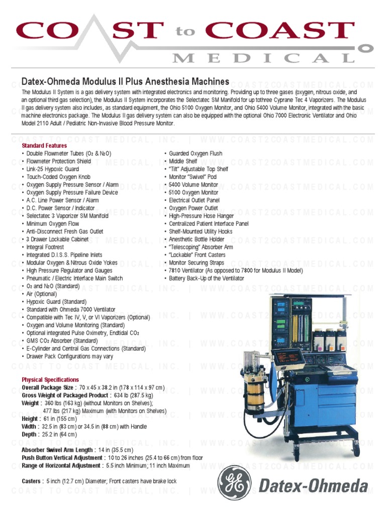 Datex-Ohmeda Mod2 Plus PDF | PDF | Gases | Manufactured Goods