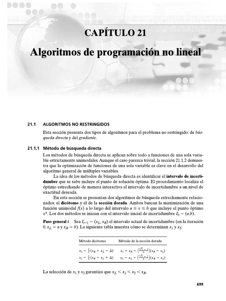 Algoritmos de Programación No Lineal PDF | PDF