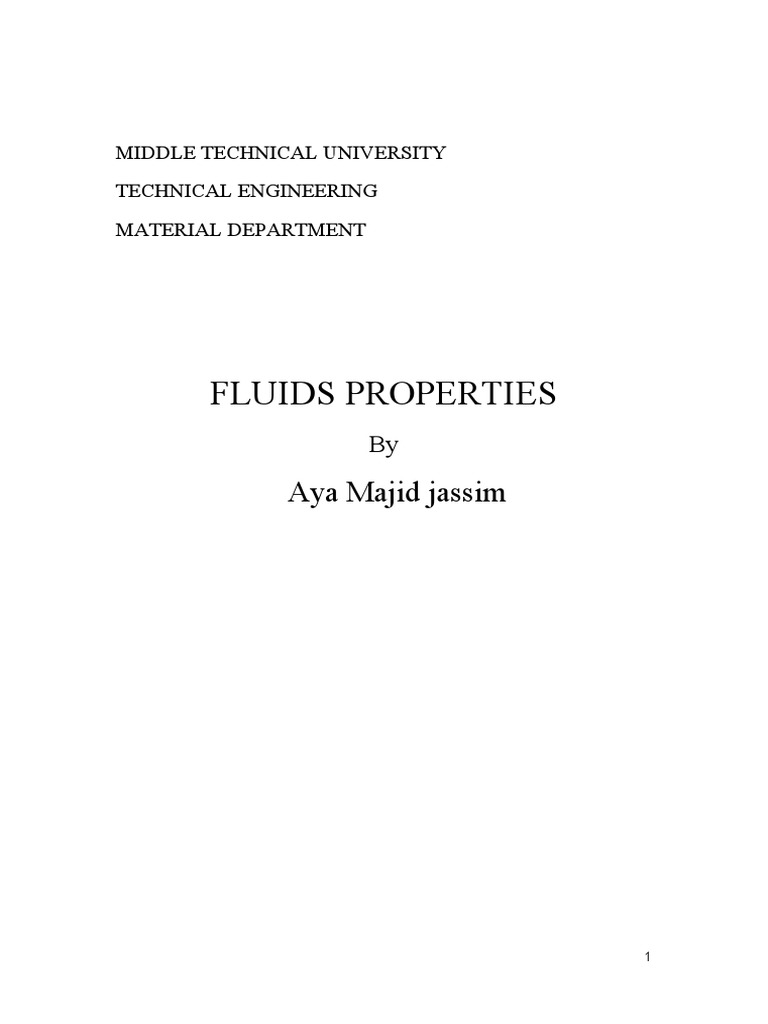 Fluid Properties: An Analysis of the Fundamental Concepts and ...
