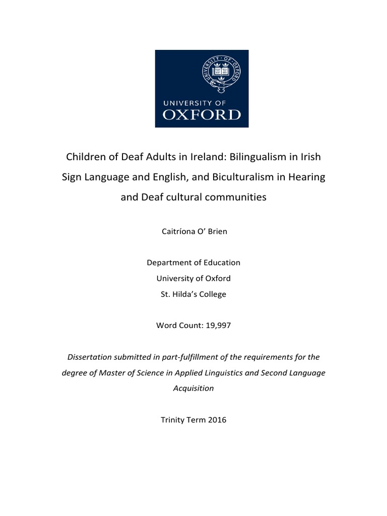 Children of Deaf Adults in Ireland Bilin PDF | PDF | Multilingualism | Hearing Loss