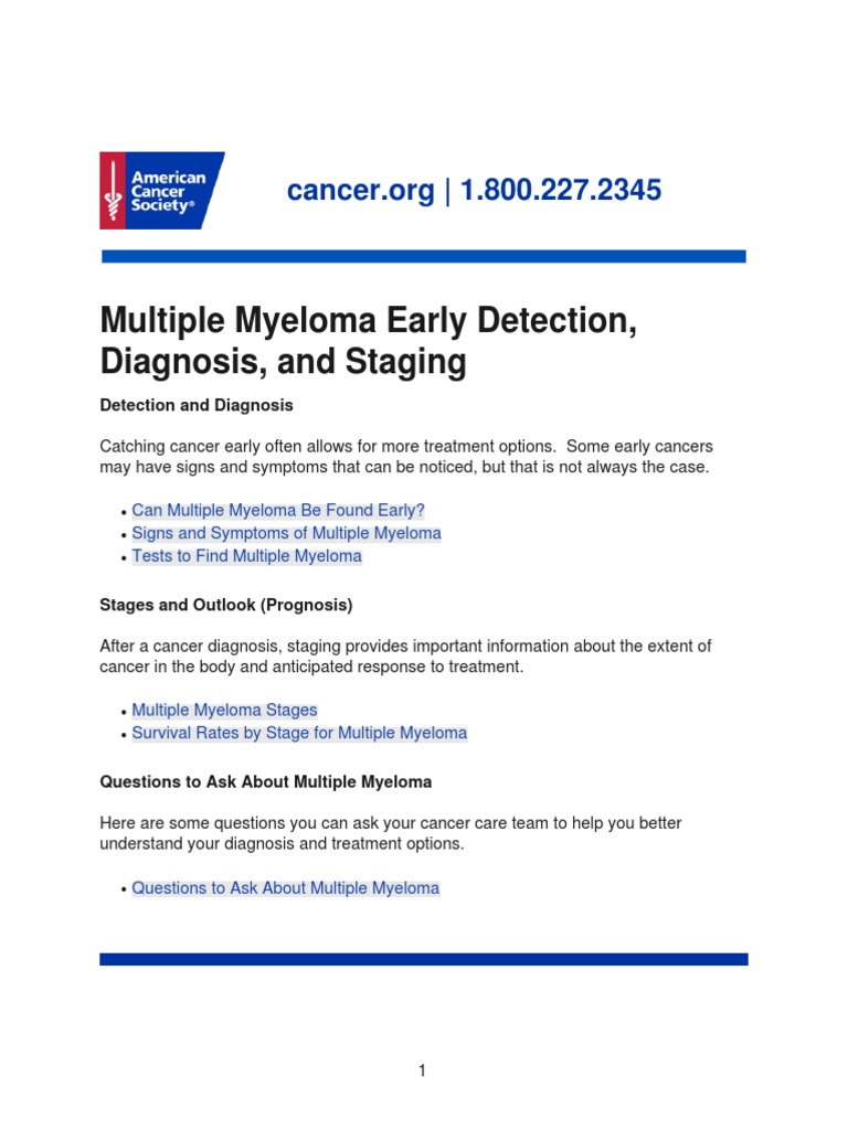 Multiple Myeloma Early Detection, Diagnosis, and Staging | PDF ...