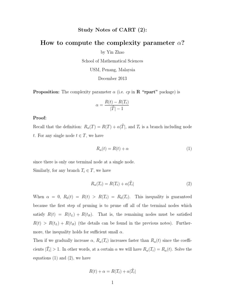 How to compute the complexity parameter α?: Study Notes of CART | PDF ...