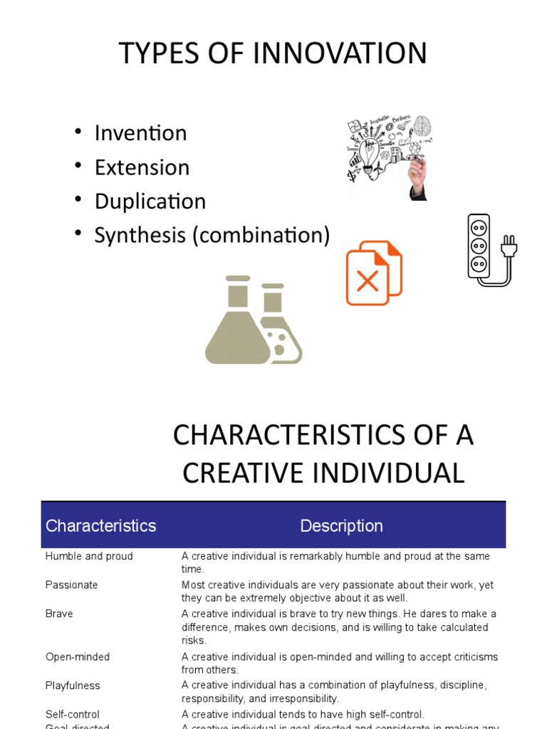 Types of Innovation: - Invention - Extension - Duplication - Synthesis ...