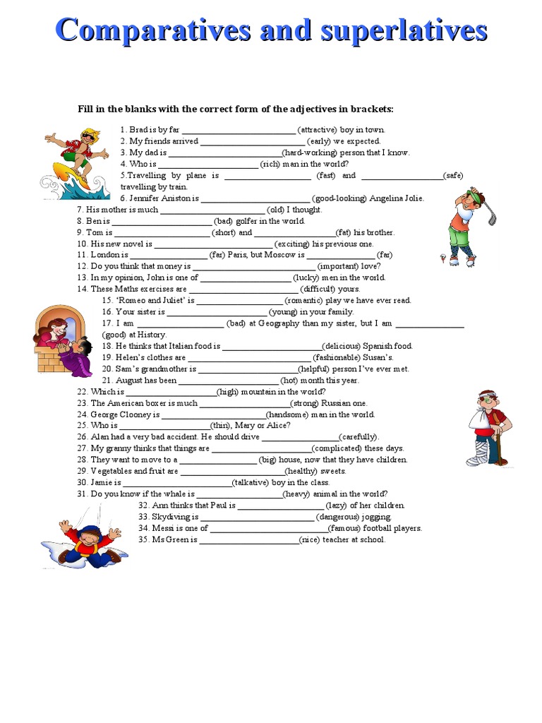 Worksheet (Comparative and Superlatives) 3 | PDF