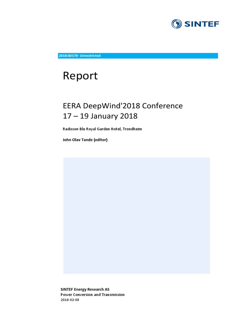 EERA DeepWind 2018 Conference 17 19 January 2018 PDF | PDF | Offshore ...