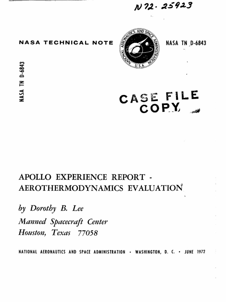 Apollo Experience Report Aerothermodynamics Evaluation | PDF | Apollo ...