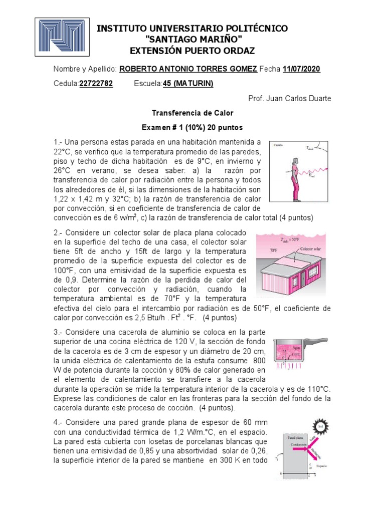 Actividad # 4 Examen Práctico # 2 Transferencia de Calor | PDF ...