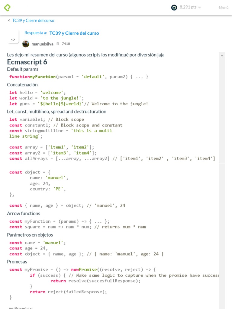 Ecmascript 6+ Course Summary | PDF | Computer Programming | Software Engineering