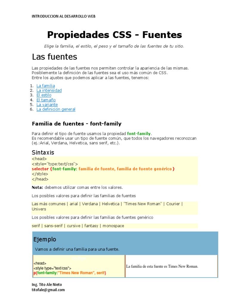 Propiedades CSS Fuentes | PDF | Hojas de estilo en cascada | Tipografía