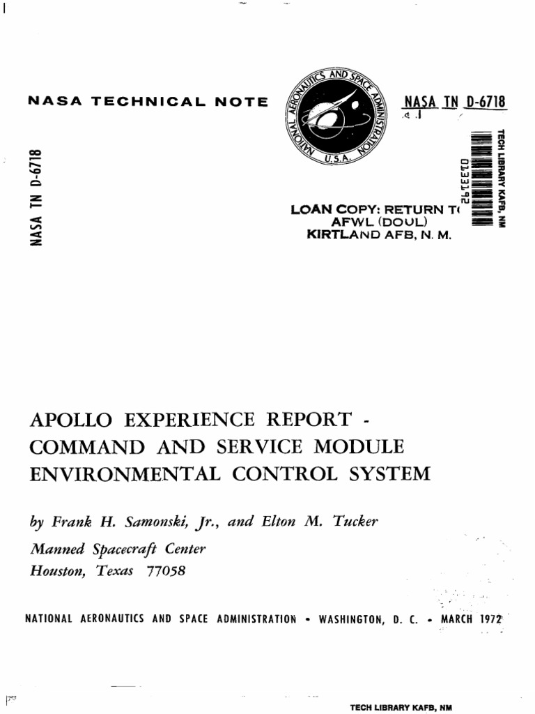 Apollo Experience Report Command and Service Module Environmental ...