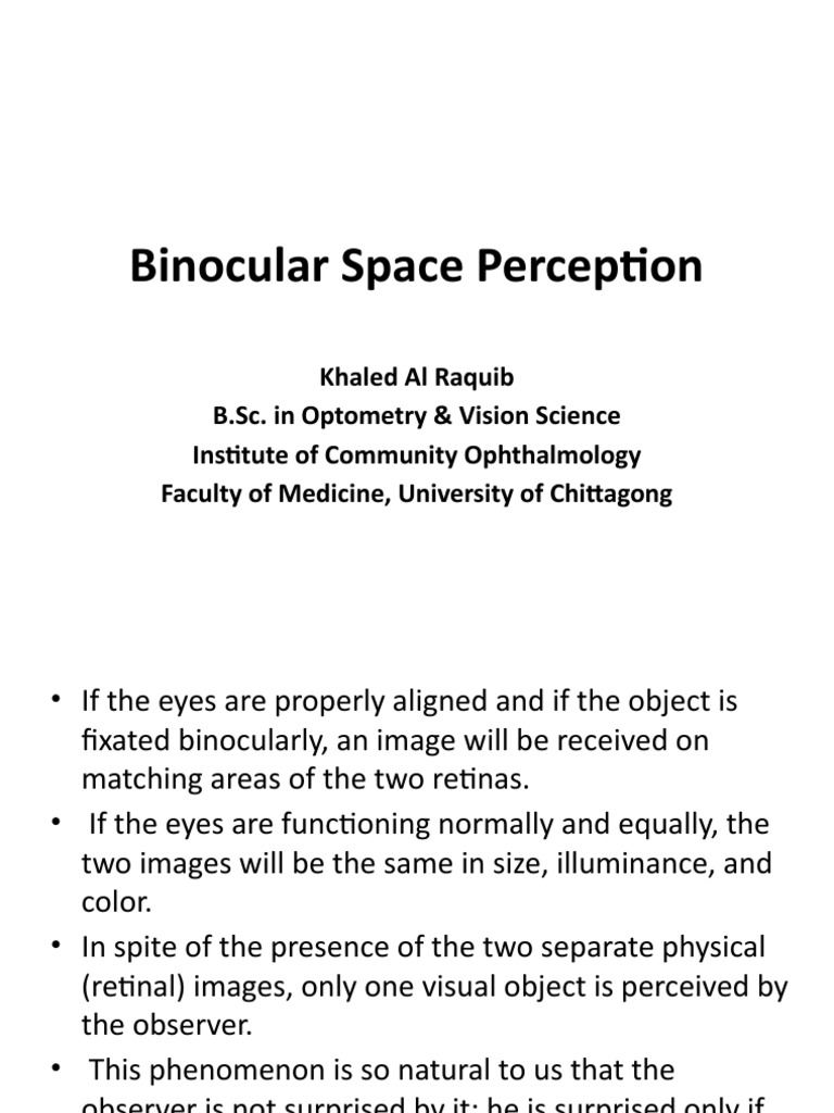 Binocular Space Perception | PDF | Retina | Visual Perception