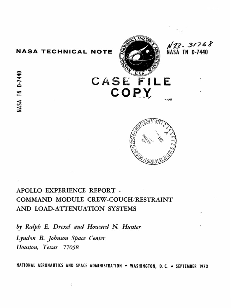 Apollo Experience Report Command Module Crew-Couch Restraint and Load ...