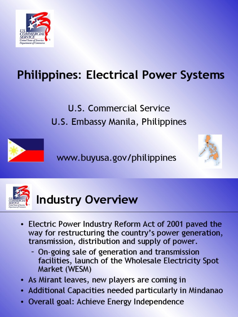 Philippines: Electrical Power Systems: U.S. Commercial Service U.S ...