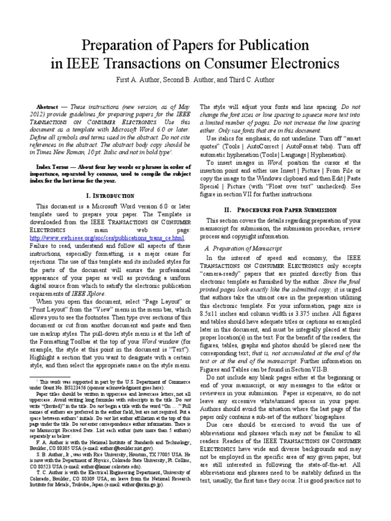 Preparation of Papers For Publication in IEEE Transactions On Consumer ...