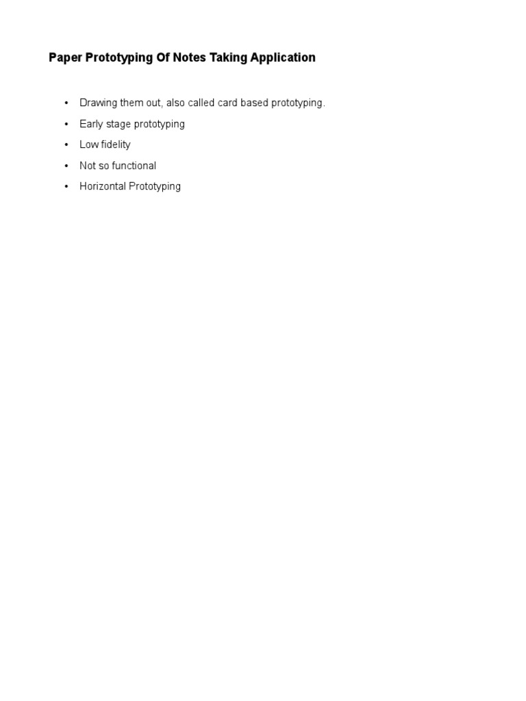 Paper Prototyping of Notes Taking Application | PDF