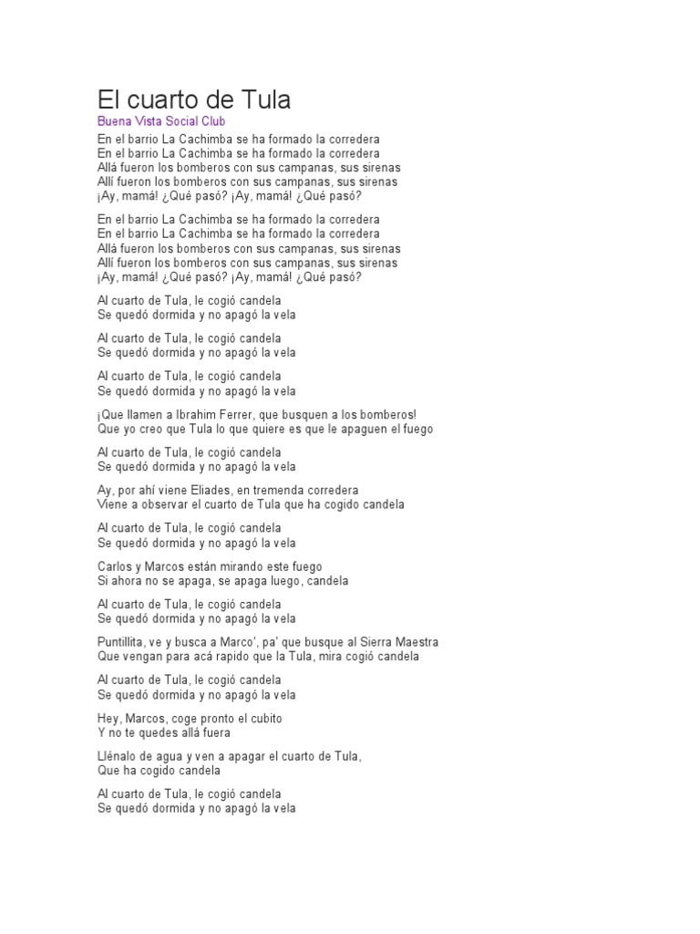 El Cuarto de Tula Letra | PDF