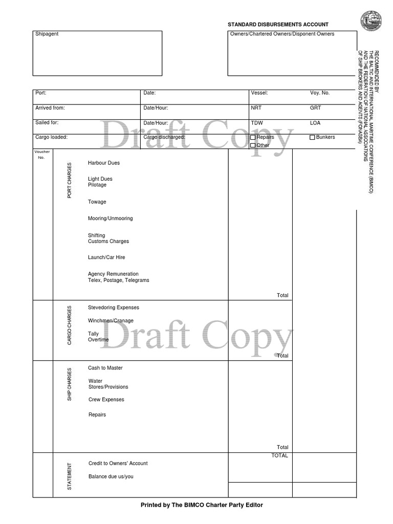 Standard Disbursements Account: A Template for Organizing Port Expenses ...