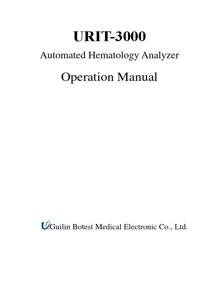 URIT-3000 Operation Manual (2.00V2.25) | PDF | Red Blood Cell | Nature