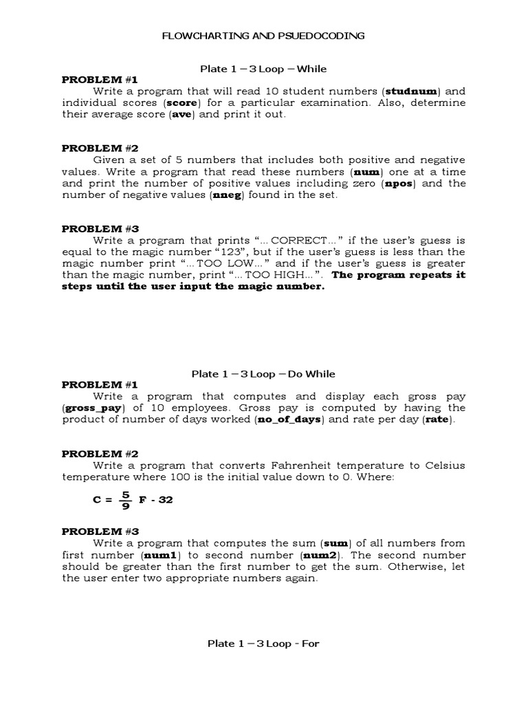 Plate 3 Flowchart Loops QUIZ 3 | PDF