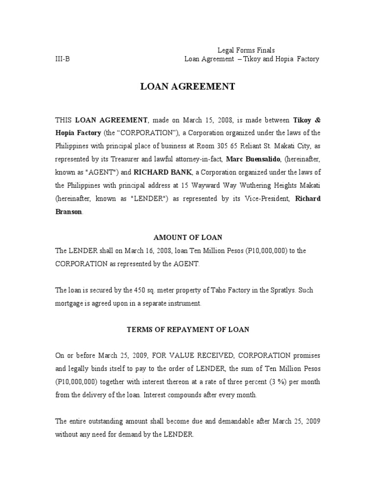 Sample Loan Document (Philippines) | PDF | Loans | Debt