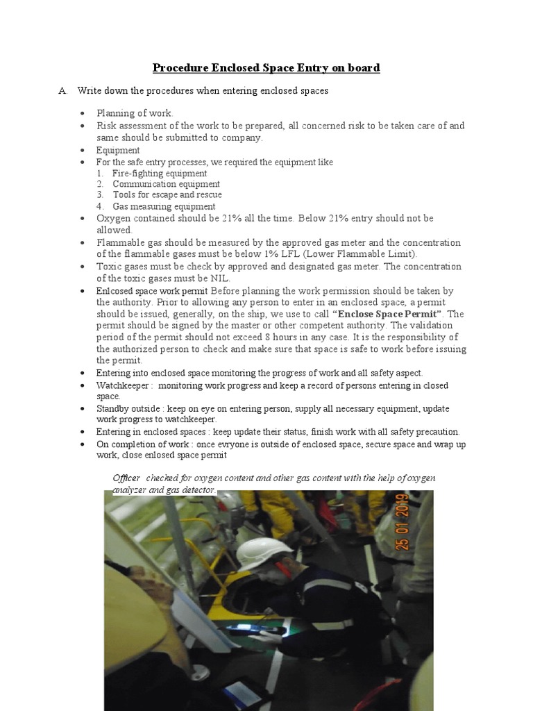 Procedure Enclosed Space Entry On Board | PDF | Gases | Oxygen